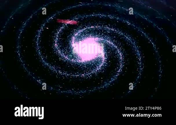 Galaxy in deep space of a spiral form rotating on black background ...