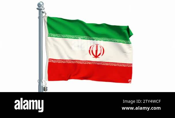 Iranian flag waving on white background, animation. 3D rendering Stock ...