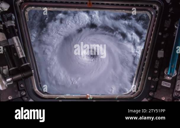 Hurricane Storm tornado as seen through window of International Space ...