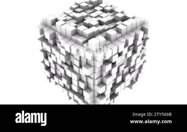 Boxes Form A Cube. Abstract background, loop, alpha matte, created in ...