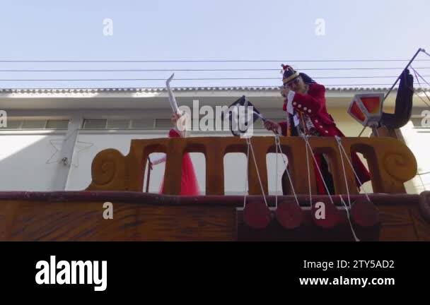 Xanthi, Greece - March 10 2019: Carnival King posing with crown on his ...