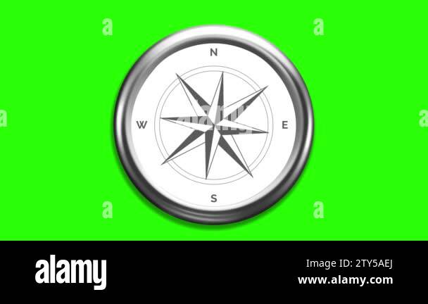 Wind rose compass with spinning pointers on green screen. 4K Stock ...