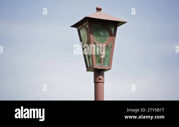 Detail of islamic street lamp. Half moon, metal crescent moon symbol on ...