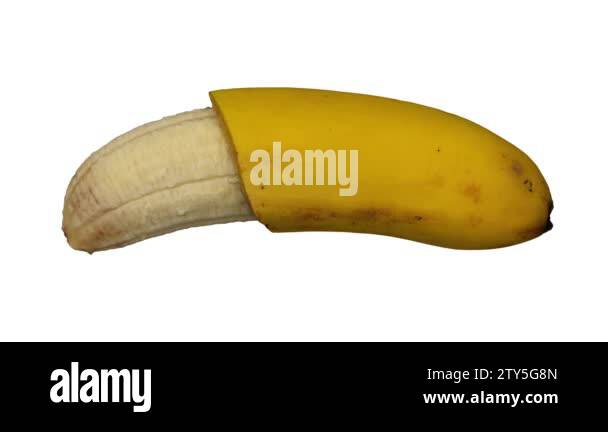Realistic render of a rotating half peeled banana (Cavendish variety ...