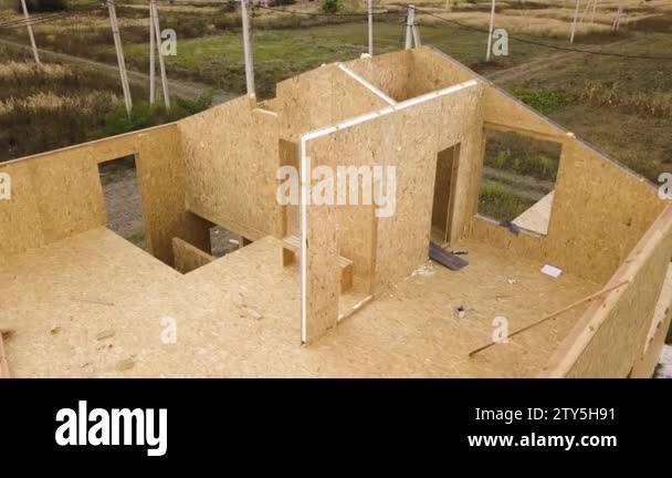Construction of new and modern modular house. Walls made from composite ...