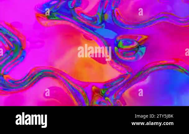 Seamlessly looping iridescent flowing refracting threads on colorful ...