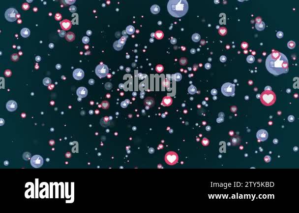 4k Seamlessly animation of Like and heart icons pop up and flow up ...