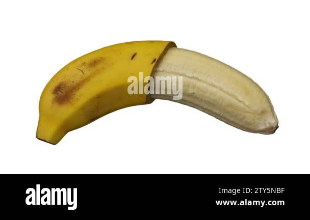 Realistic render of a rotating half peeled banana (Cavendish variety ...