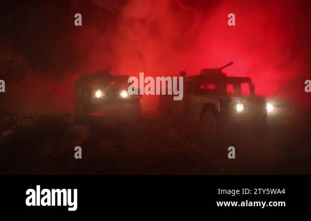 War Concept. Battle scene on war fog sky background, Fighting ...