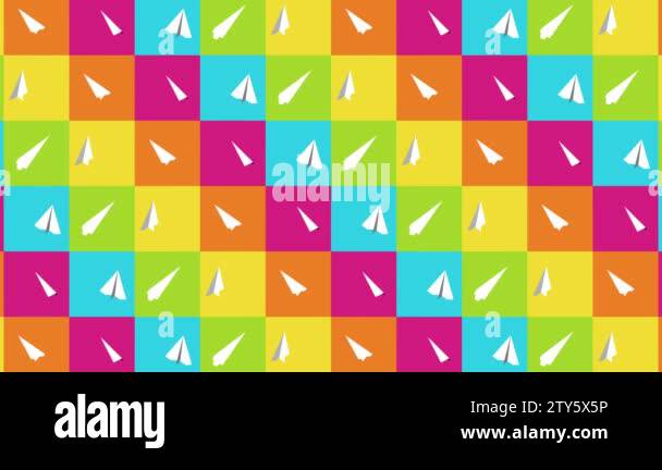 Handmade paper plane collection. Loop animation of flowing white paper ...