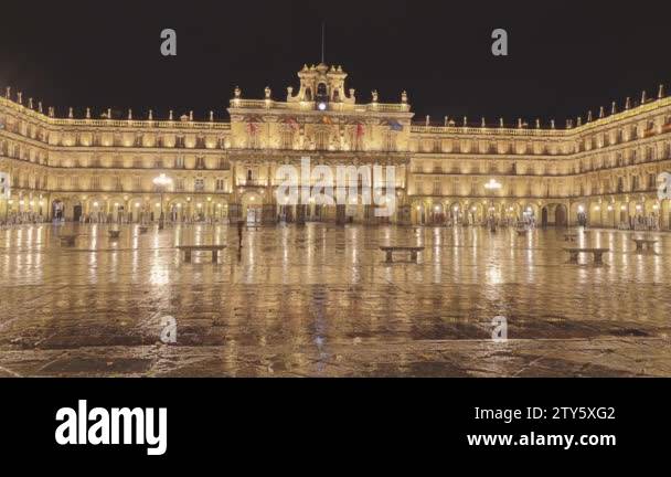 Plaza Mayor (Main Plaza) in Salamanca, Spain is large plaza located in ...