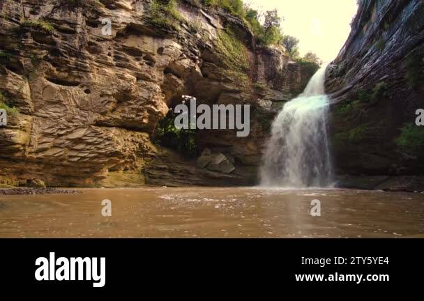 Natural waterfall located in the village of Cantonigros, in Catalonia ...