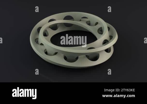 3D animation of a geometric figure, a Mobius strip folded in half and ...