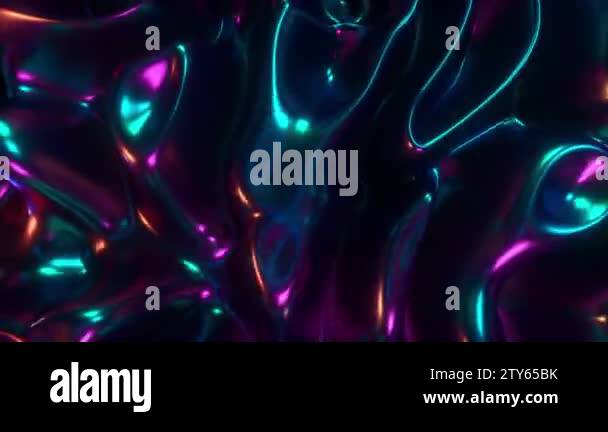 Abstract 3d render holographic oil surface background, foil wavy ...