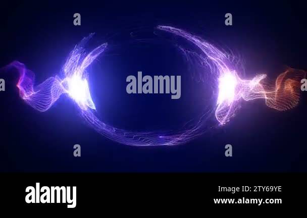 abstract blue red futuristic sci fi plasma circular form 3d animation of shining energy force ...