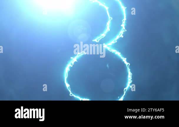 Electric and Futuristic 3D counter counting down from ten to zero. Big ...