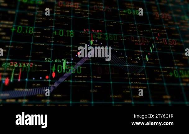 Table and bar graph of stock chart exchange market indices animation ...