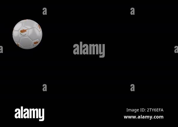 Cyprus flag on flying soccer ball on transparent background, alpha ...