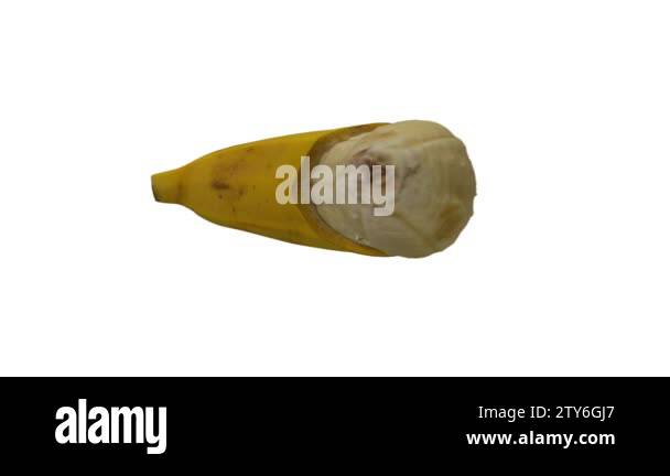 Realistic render of a rotating half peeled banana (Cavendish variety ...