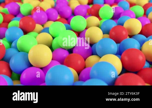 Colorful 4k 3D animation from a pile of abstract spheres and balls ...