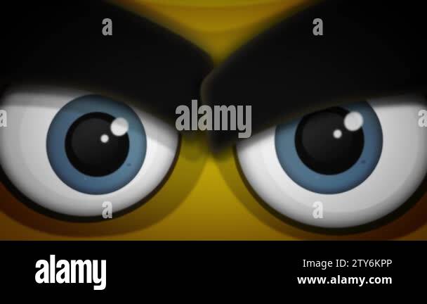 Cartoon Funny Angry Character Eyes Close Up/ 4k animation of a funny ...
