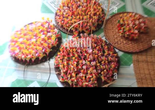 Tohe, the traditional toys in Vietnam made by colored rice powder Stock ...