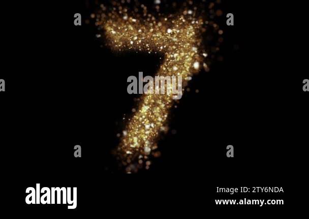 Number 7 made from golden particles, gold glittering reveal Stock Video ...