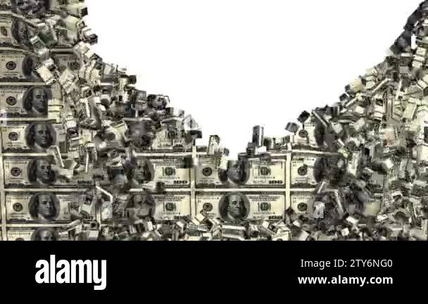 weight breaks the wall of money, after which it is completely destroyed ...