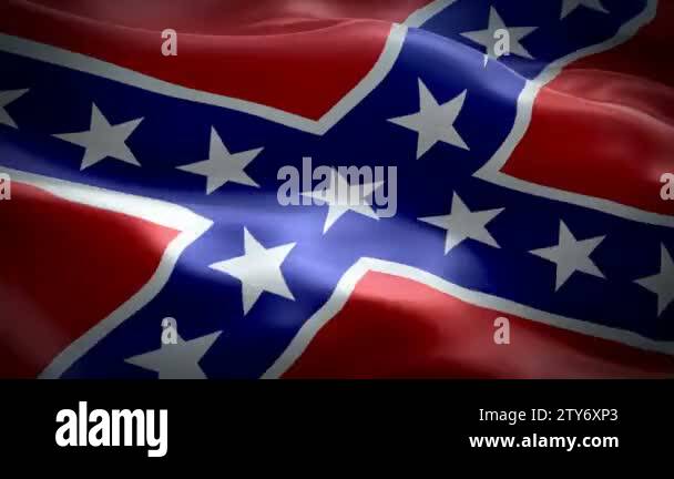 Rebel flag Closeup 1080p Full HD 1920X1080 footage video waving in wind ...