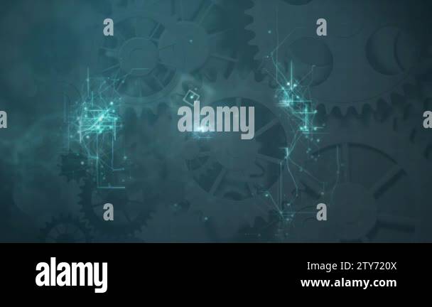 Digital animation on a electric circuit in the shape of a human head ...