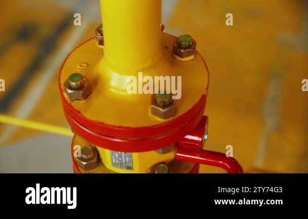 pipes flanges connected to system at gas-compressor station Stock Video ...