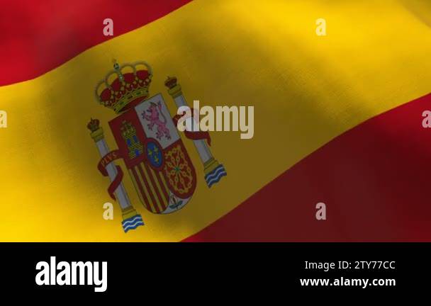 Spain waving flag. Seamless cgi animation highly detailed fabric ...