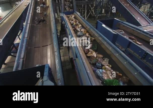 Waste processing plant. Waste on shipping tape. Waste sorting Stock ...