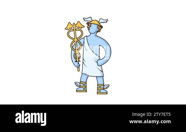 Looping animation of Greek god Hermes on white background with alpha ...