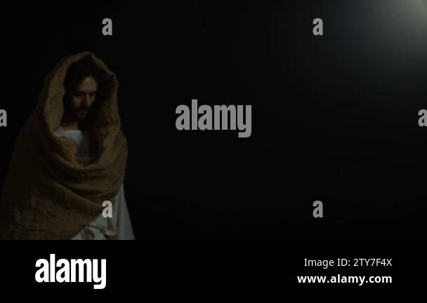 Jesus coming out of darkness and giving helping hand, appeal to ...