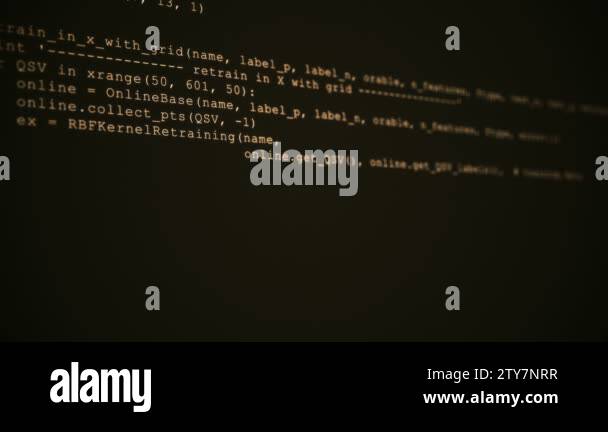 3d Hacking Code Data Flow Stream On Sepia Computer Screen With Encrypted Fast Typing Coding