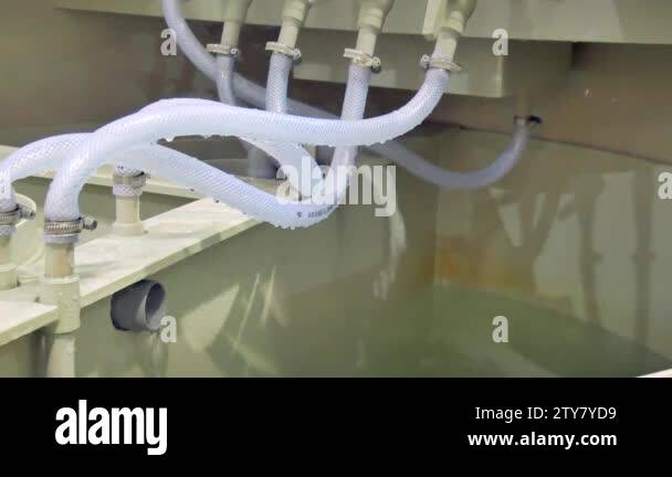 autonomous sewage system - water pump and lot of valves, plastic tubes ...