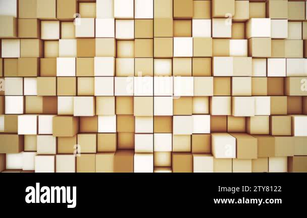 Abstract Modern Cubic Surface 3d Animation Loop Bright Orange Voxel Grid Particle Blocks Moving