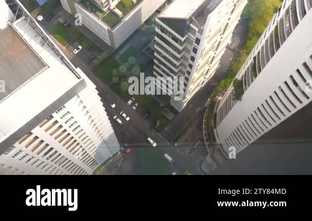 Overhead View from Window with Road and Driving Cars from Skyscraper in ...