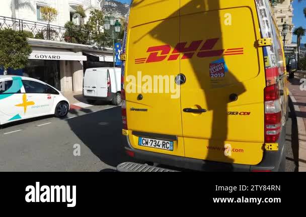Monte-Carlo, Monaco - January 25, 2019: Yellow Mercedes-Benz Sprinter ...