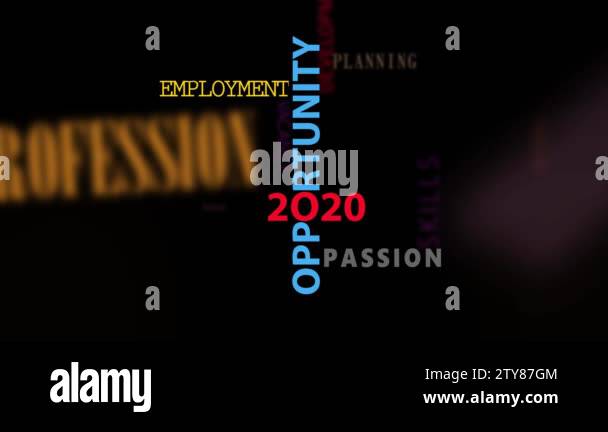 Kinetic text animation of employment opportunities in the new year 2020 ...