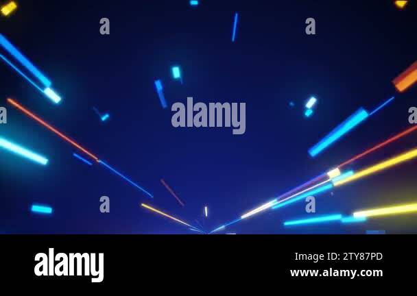 Bright neon lines loop, modern neon technology, immitation of movement on night road, 3d ...