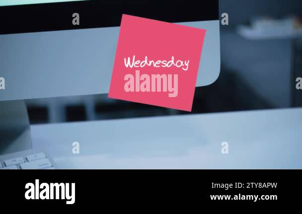 Wednesday. Days of the week. The inscription on the sticker on the ...