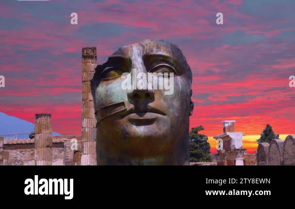 The city of Pompeii, destroyed in 79 BC. the eruption of Mount Vesuvius ...