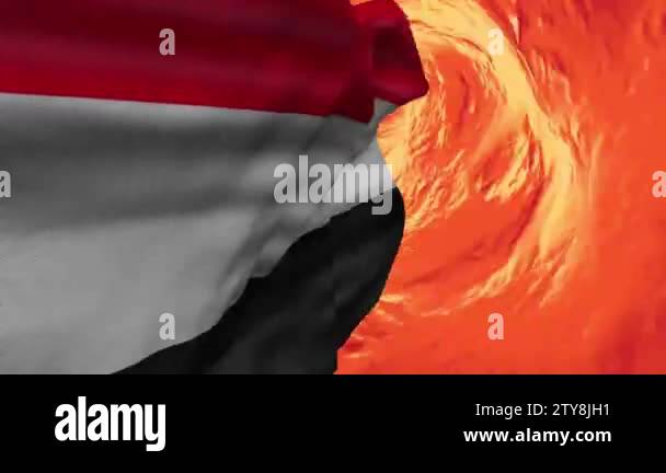 Symbols of Yemen. Yemen flag on an abstract background. Flag of Yemen ...