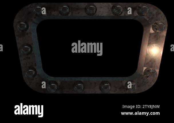 animated rusty steel blinking light bulb square frame with 4 light ...