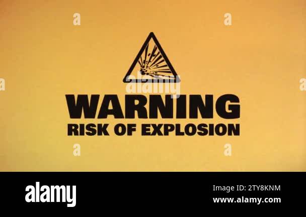 Caution Hazard Icon On Bad Old Film Tape/ Animation of a caution ...