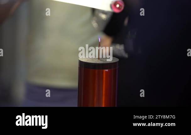 Close-up of the device/a device for transmission of electric current at ...