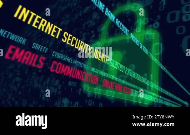 Internet communication and cyber security concept with padlocks symbol ...