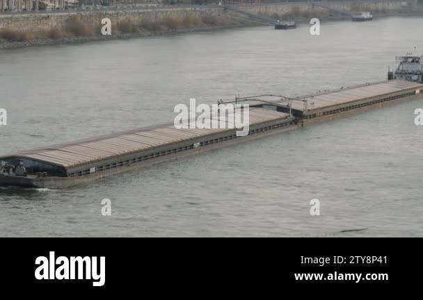 A huge barge floats on the Danube River Stock Video Footage - Alamy